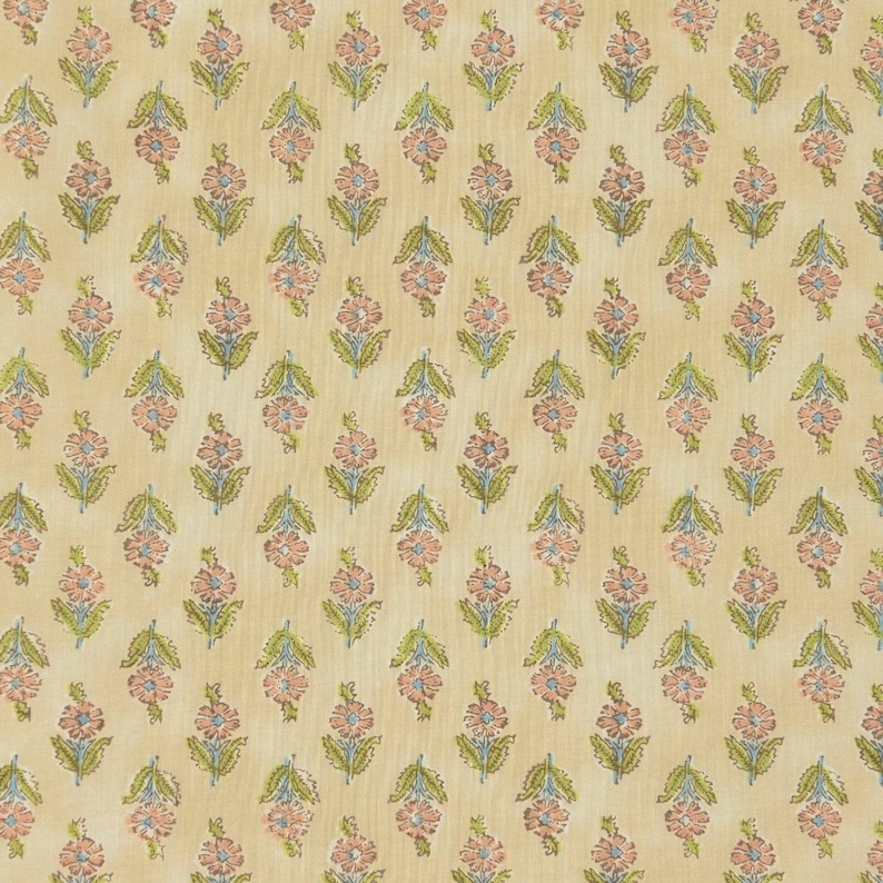 Japanese Cotton Sheeting | Floral Block Print-esque in Color A ...