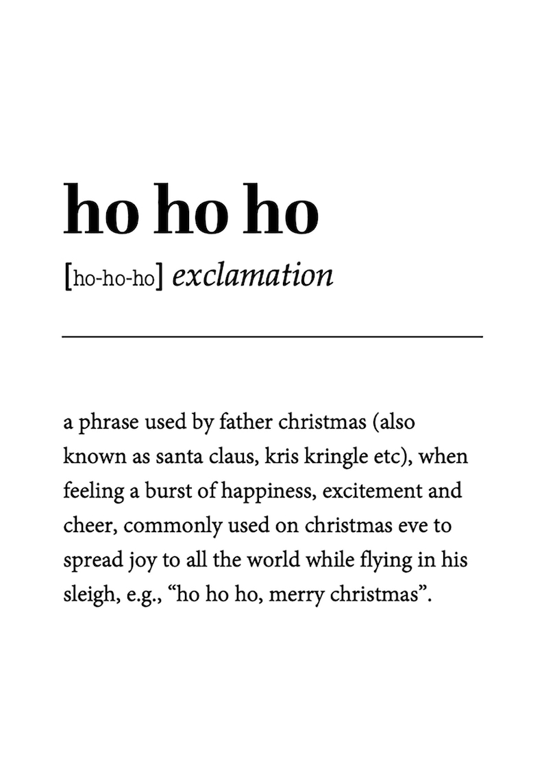 Original Wording ho Ho Ho Definition Print Size A4 PDF Digital Download ...