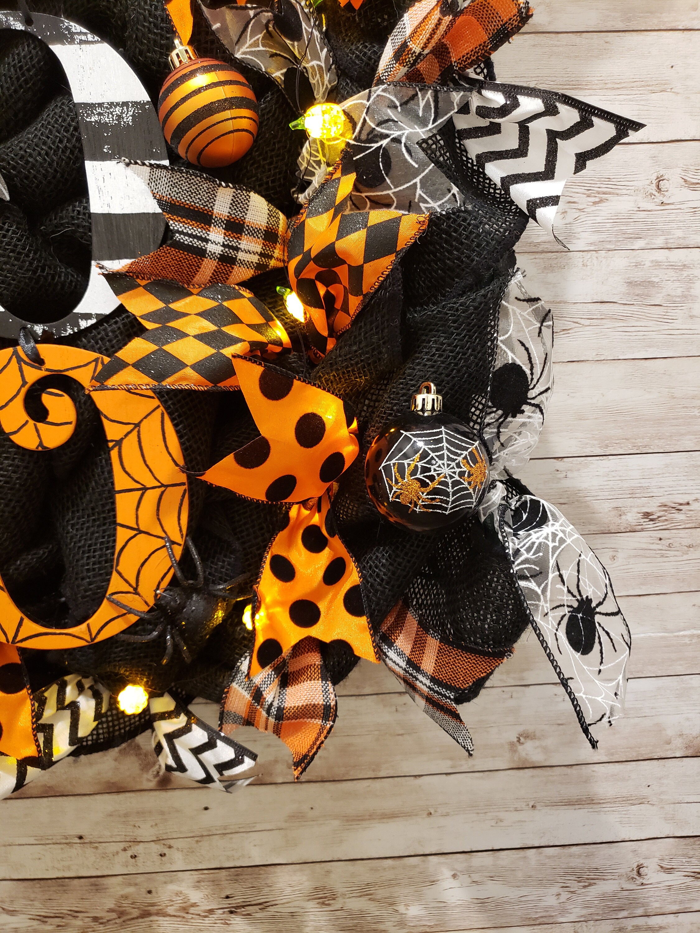 Boo Wreath With Pumpkin Lights, Burlap & Ribbon, Halloween Wreath ...