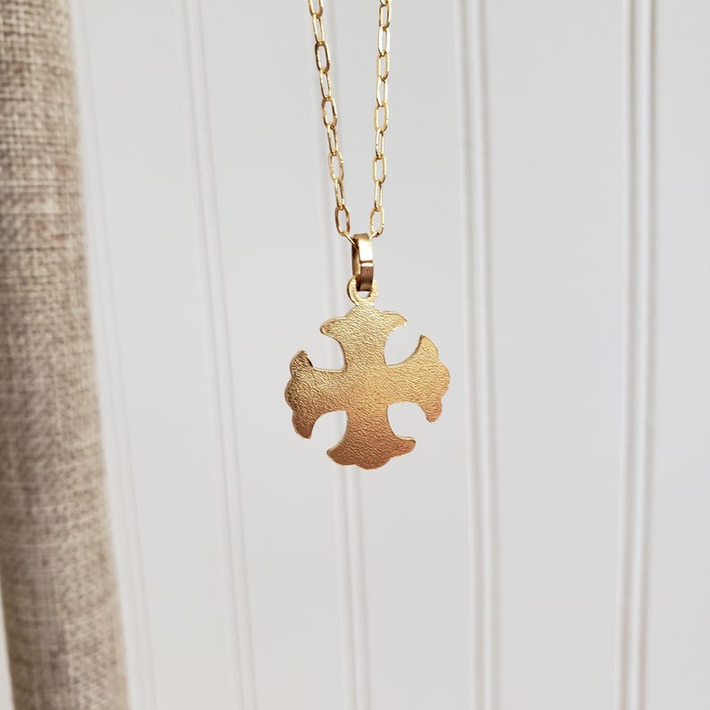 French Jesus Sacred Heart Fleury Cross Medal Necklace, Enamel, 18" Gold ...