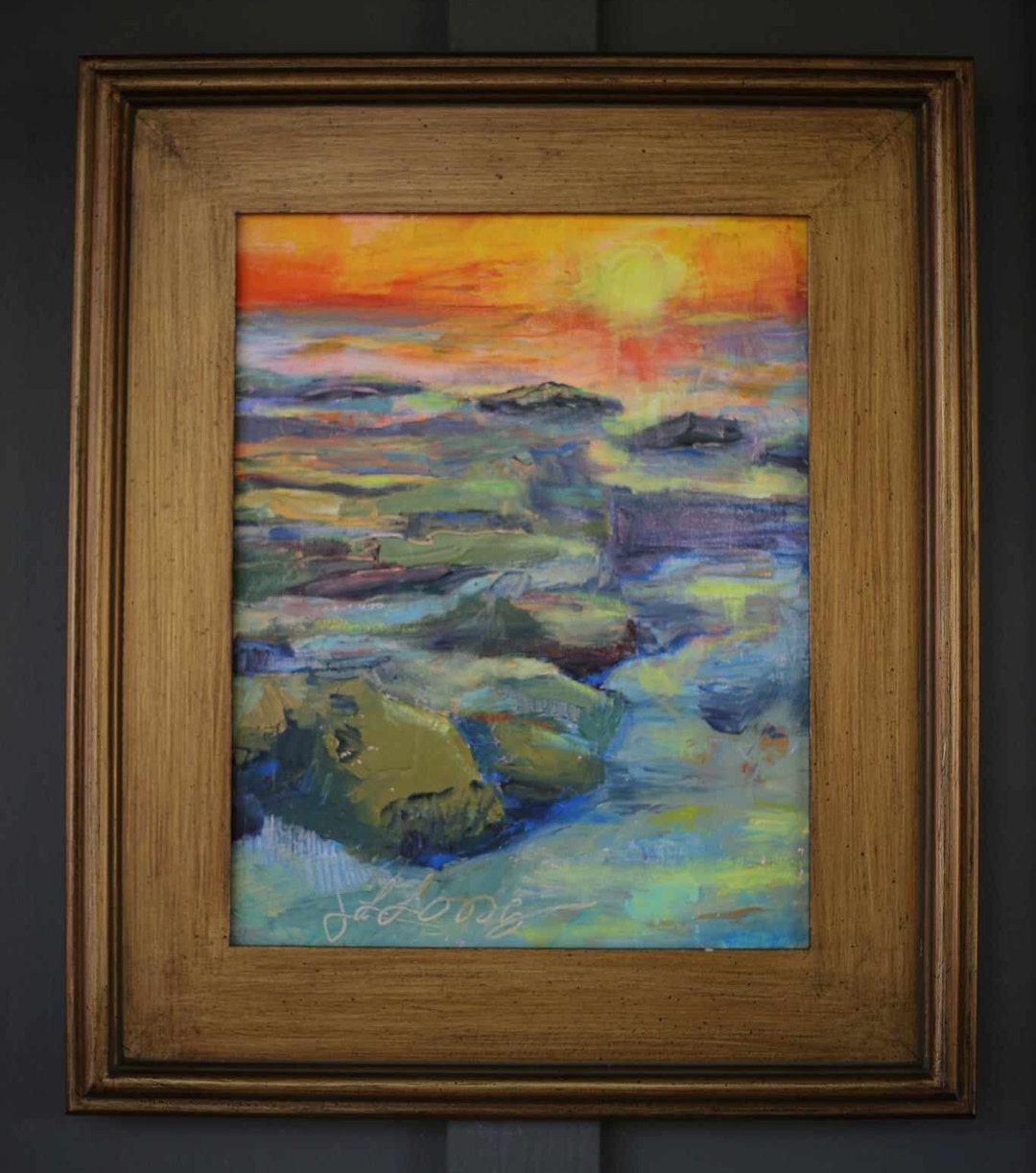 Golden Hour Original Handmade Oil Painting on Canvas Board by J.L. Long ...