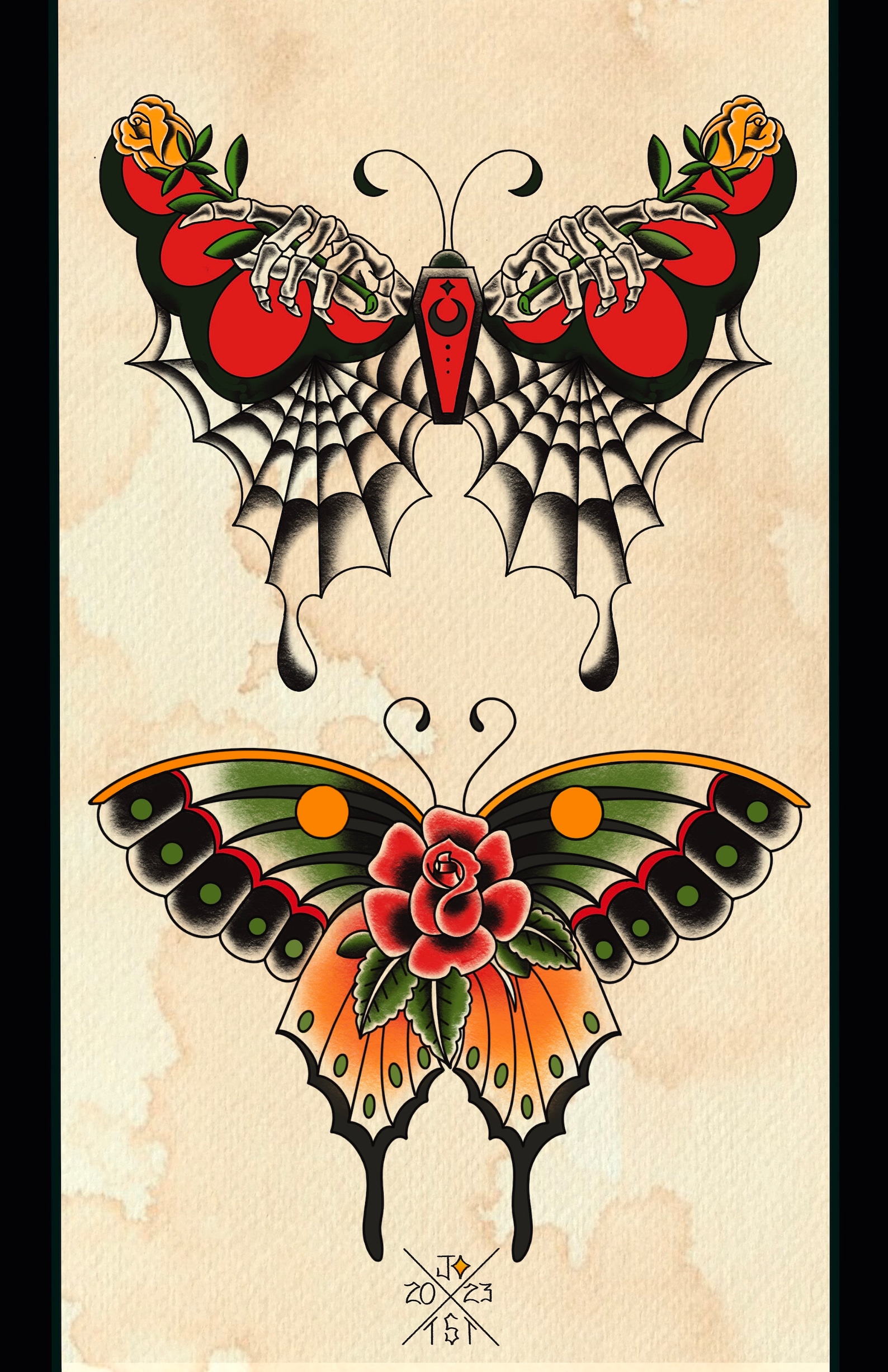Traditional Butterfly Tattoo Flash - Etsy