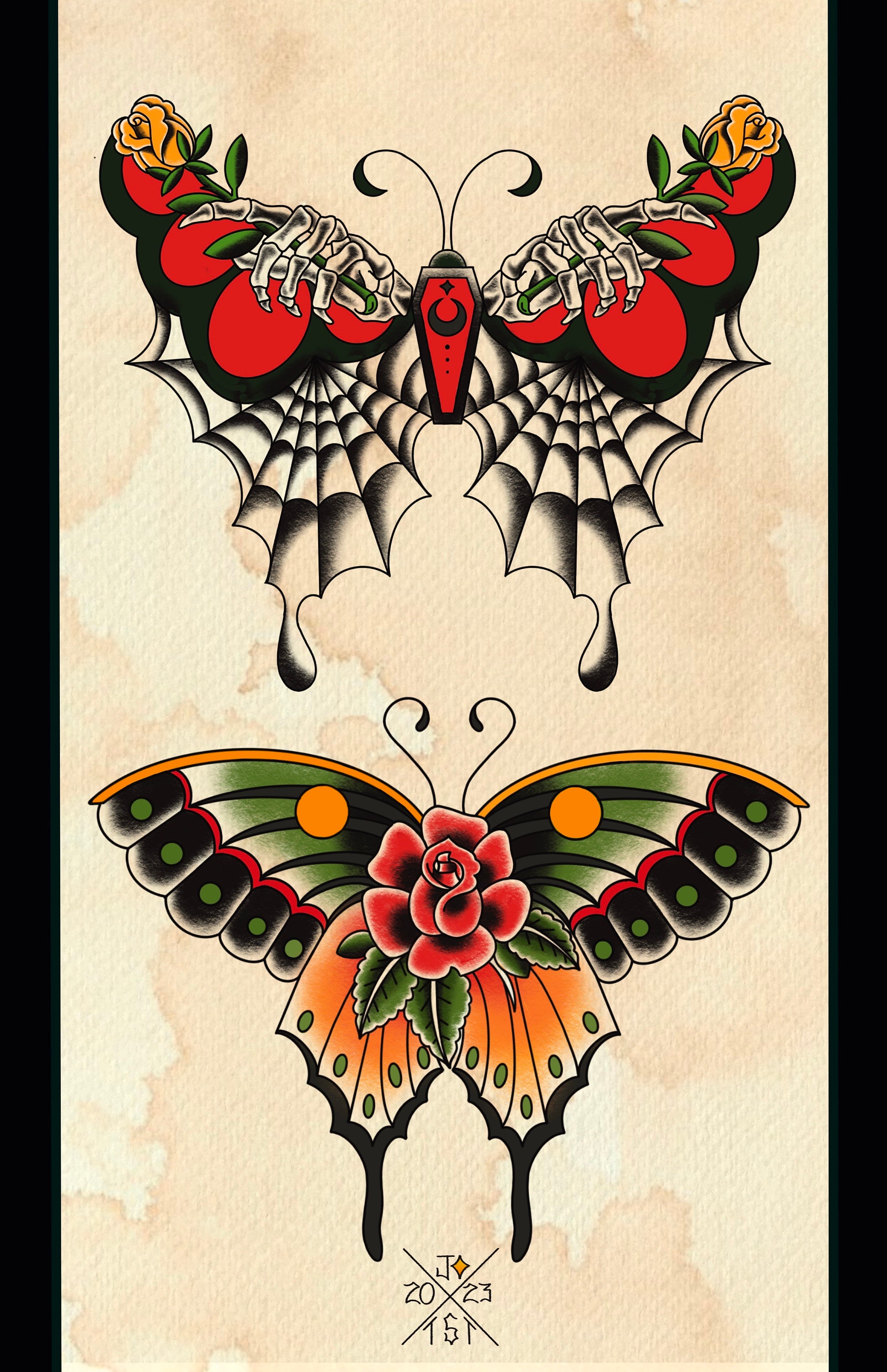 Traditional Butterfly Tattoo Flash - Etsy