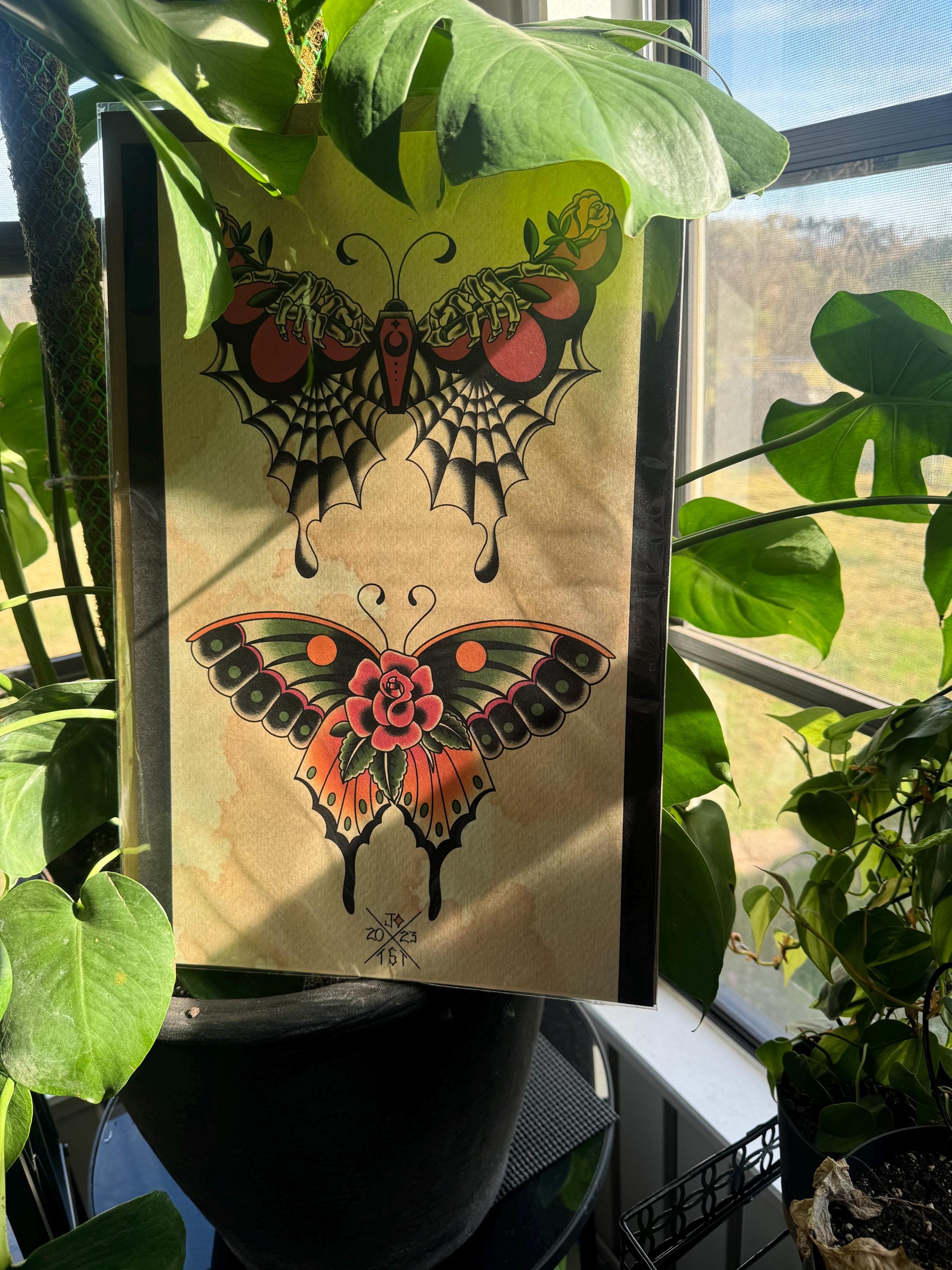 Traditional Butterfly Tattoo Flash - Etsy