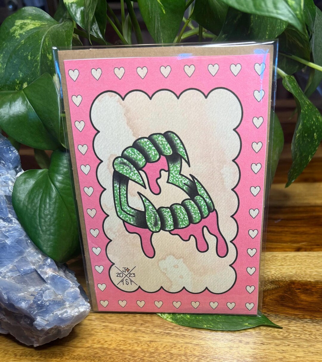 Glitter Faux Vampire Teeth 5x7 Tattoo Flash/spooky/tattoo/tattoos ...