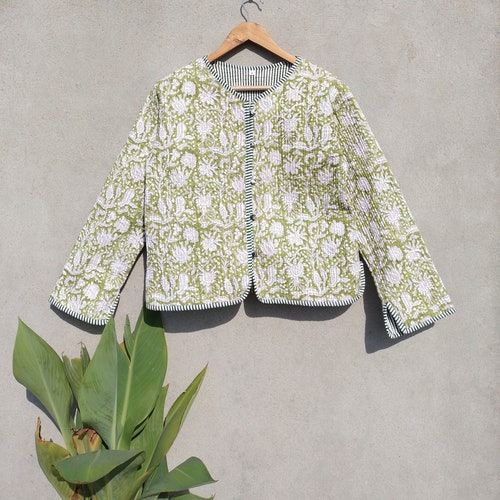 Indian Hand Block Print Quilted Jacket Ladies Short Quilted - Etsy