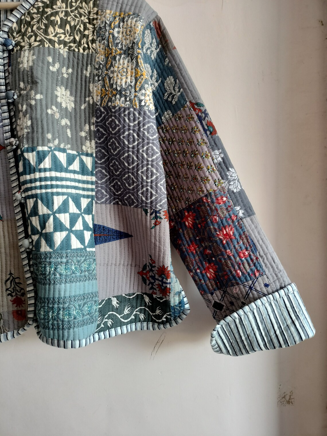 Handmade Patchwork Jacket Hand Stitched Cotton Patchwork - Etsy UK