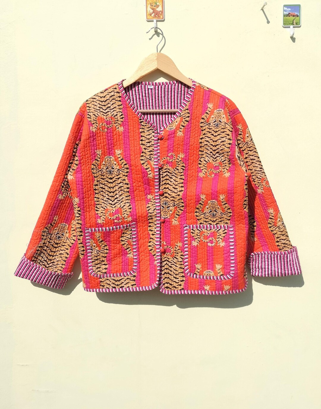 Hand Block Print Quilted Jacket: Indian Handmade Cotton Women's Coat - Etsy
