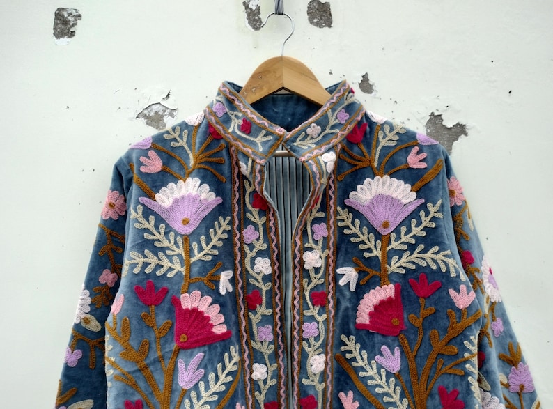 Handmade Suzani Velvet Embroidery Jacket: Reversible Indian Coat - Etsy UK