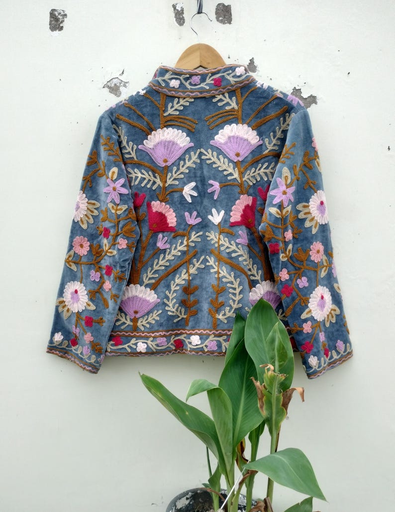 Handmade Suzani Velvet Embroidery Jacket: Reversible Indian Coat - Etsy UK