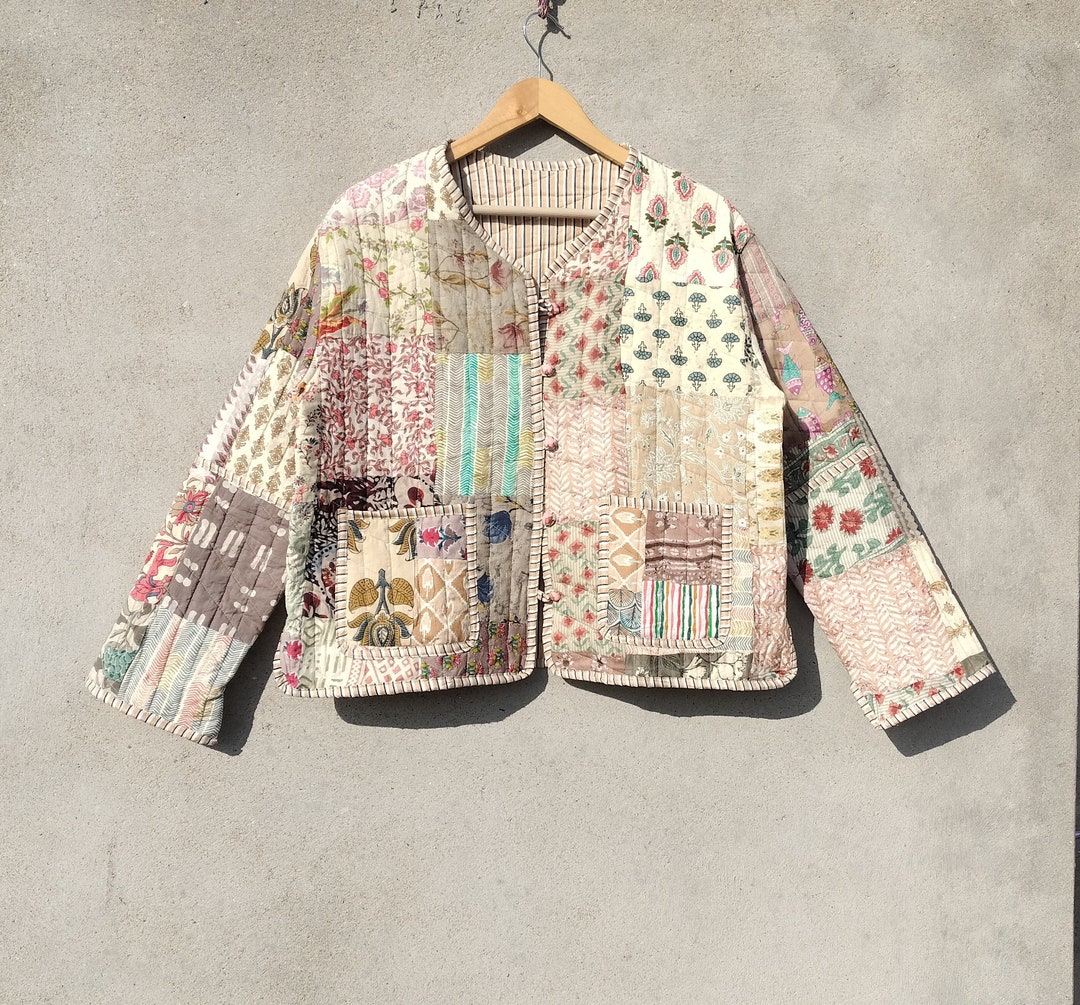 Cotton Hand Made Patch Work Reversible Jacket Multi Color Handmade ...