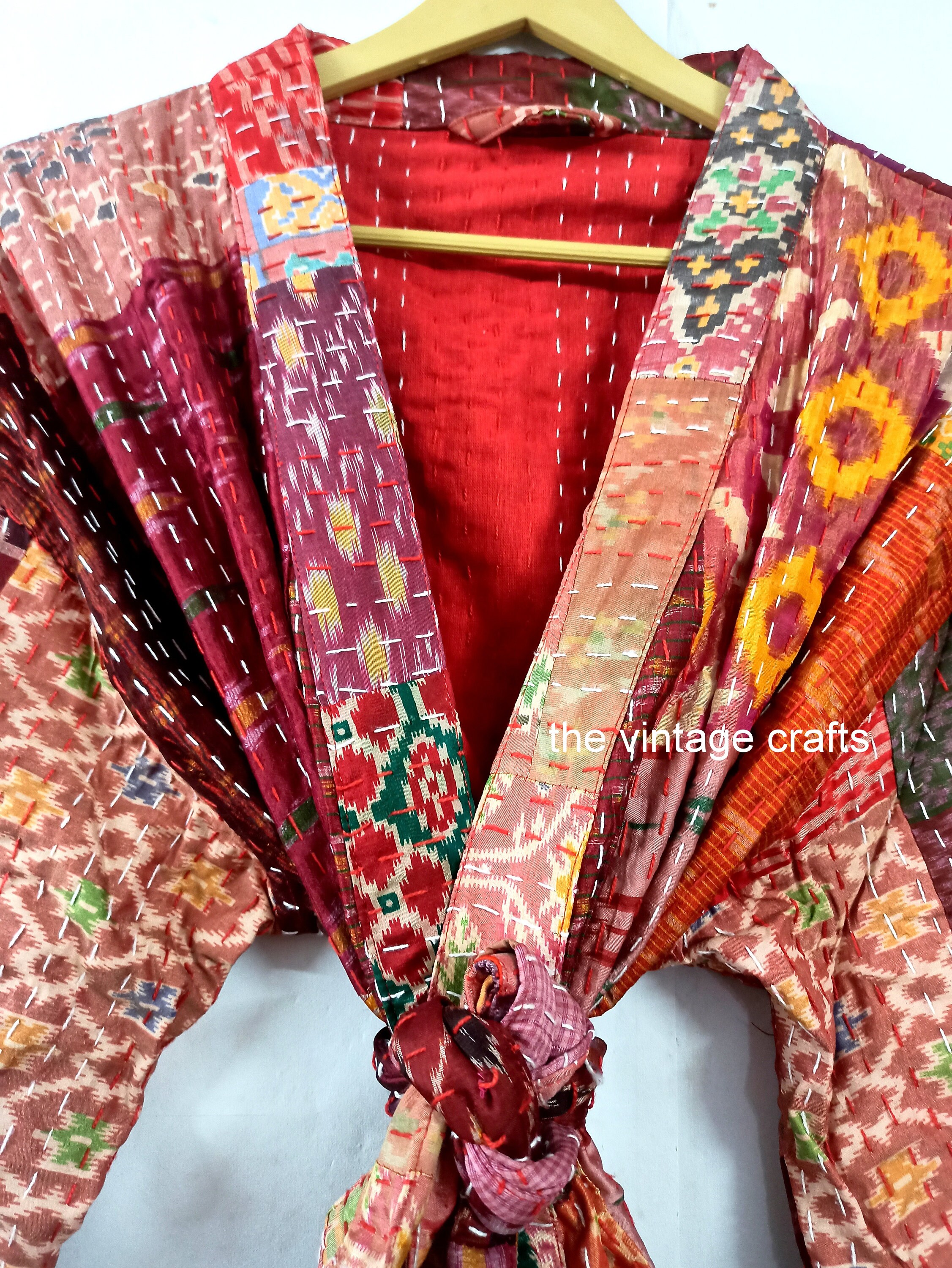 Patola Silk Kantha Kimono Robes Embroidered Robes Kimono | Etsy