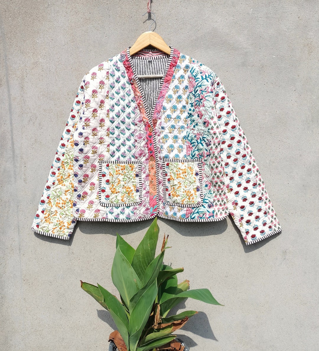 New Style Cotton Patchwork Jacket With Collar Cotton Quilted Jacket ...