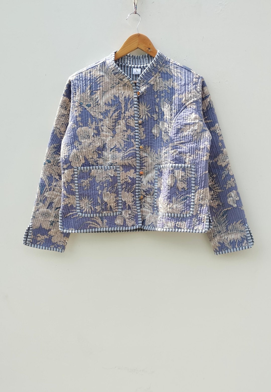 Hand Block Print Cotton Quilted Jacket: Reversible Boho Coat - Etsy