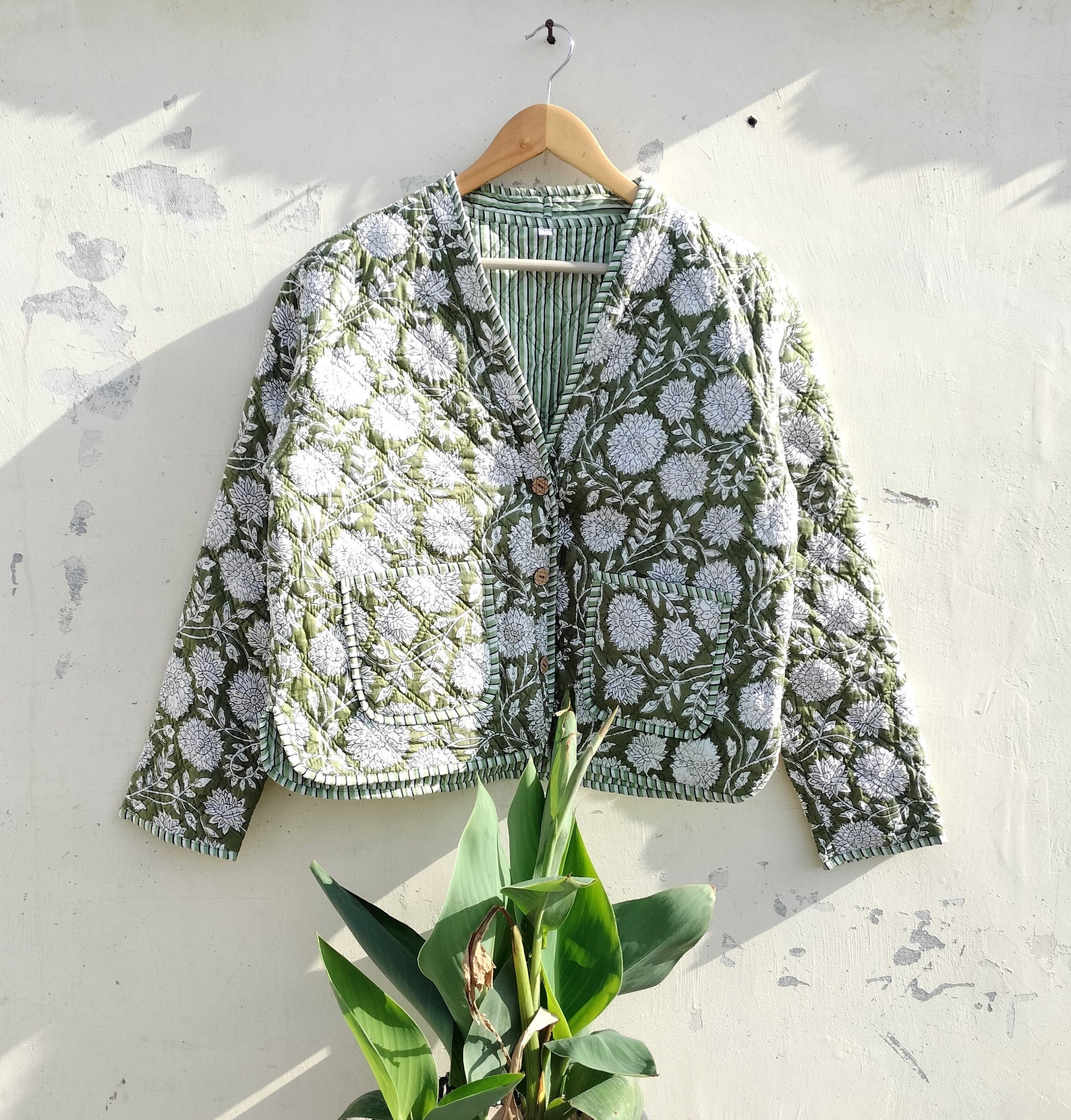 Reversible Block Print Cotton Quilted Jacket: Boho Indigo Coat - Etsy