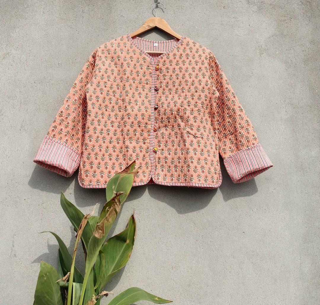 Indian Block Print Quilted Jacket: Short Kimono Style - Etsy