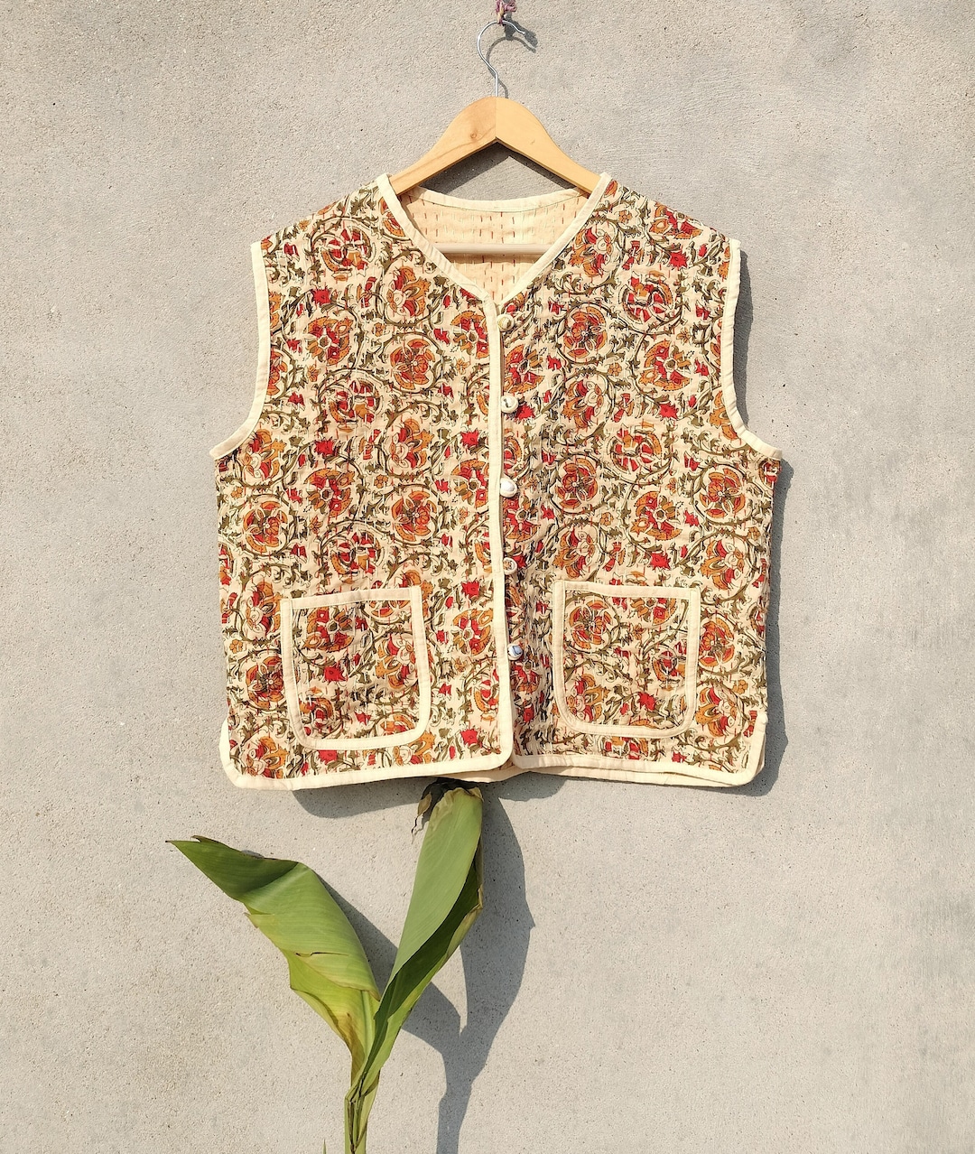 Indian Hand Made Kantha Quilted Real Patch Work Sleeve Lese Reversible ...