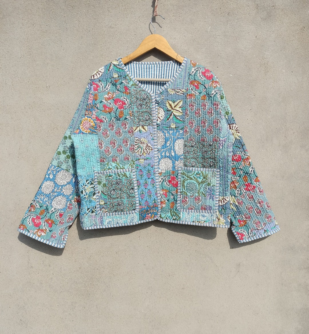 Indian Quilted Jacket Cotton Cote, Handmade Winter Wear Quilted Unisex ...