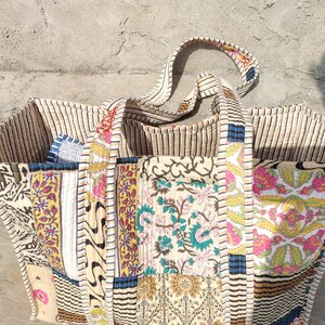 Quilted Cotton Patch Work Reversible Large Multicolor Patch Tote Bag ...