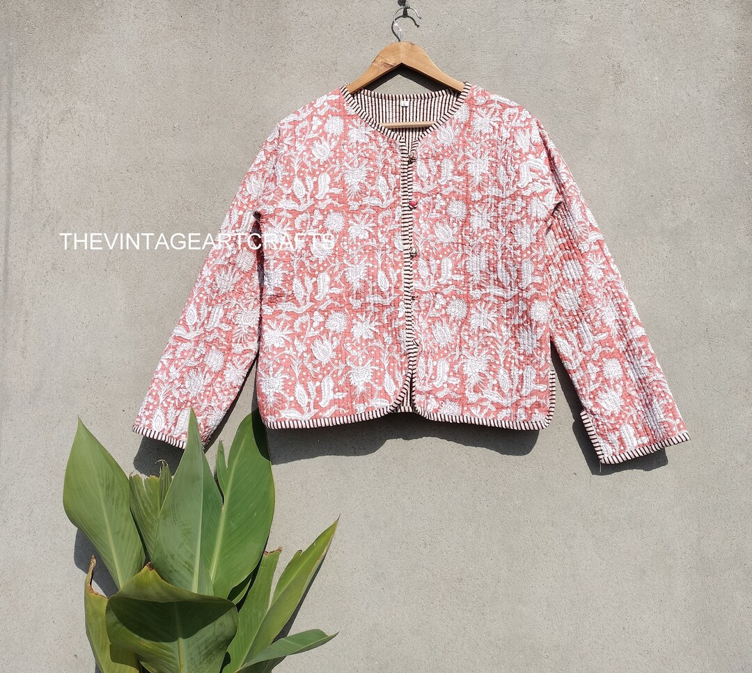 Hand Block Print Cotton Jacket: Reversible Indian Quilted Coat - Etsy