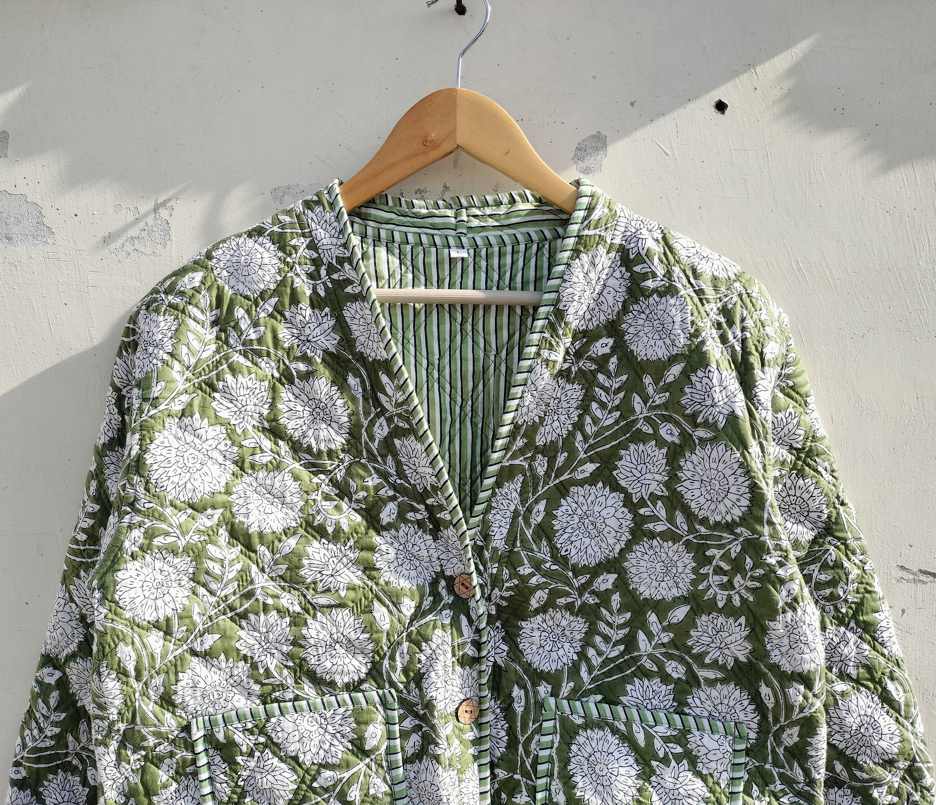 Reversible Block Print Cotton Quilted Jacket: Boho Indigo Coat - Etsy