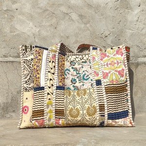 Quilted Cotton Patch Work Reversible Large Multicolor Patch Tote Bag ...