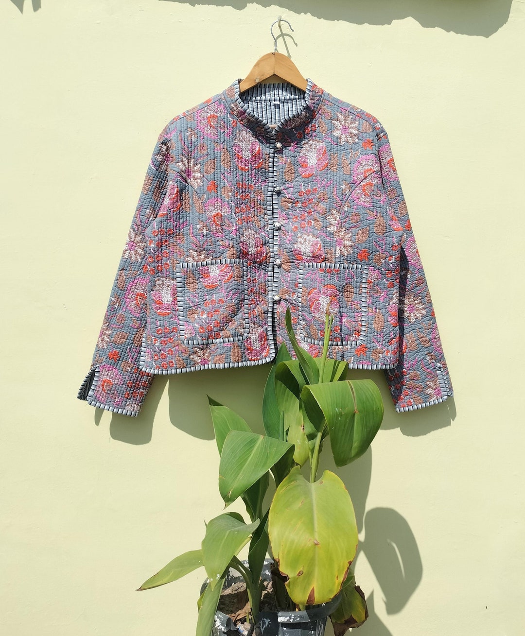 Reversible Hand Block Print Cotton Jacket Coat Jacket, Cotton Coat ...