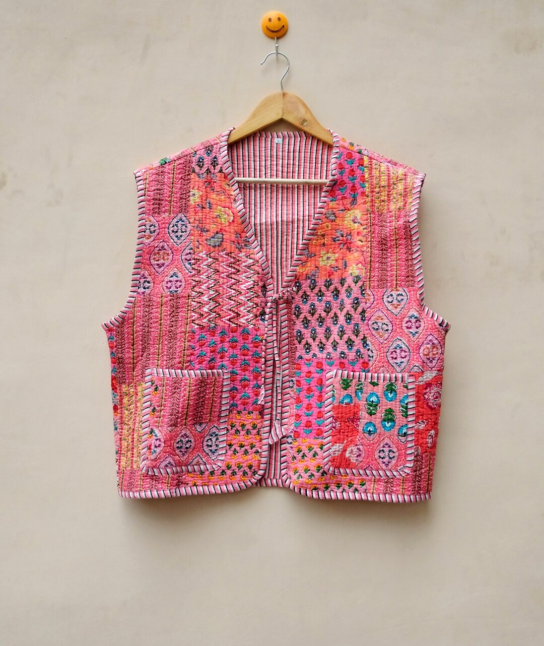 Handmade Cotton Patchwork Kantha Jacket: Bohemian Quilted Vest - Etsy