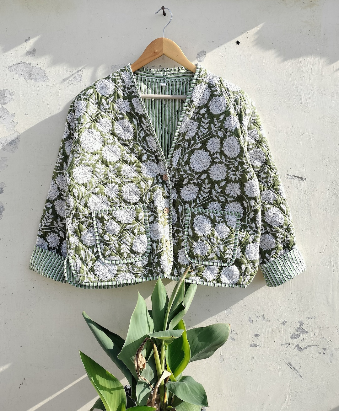 Reversible Block Print Cotton Quilted Jacket: Boho Indigo Coat - Etsy