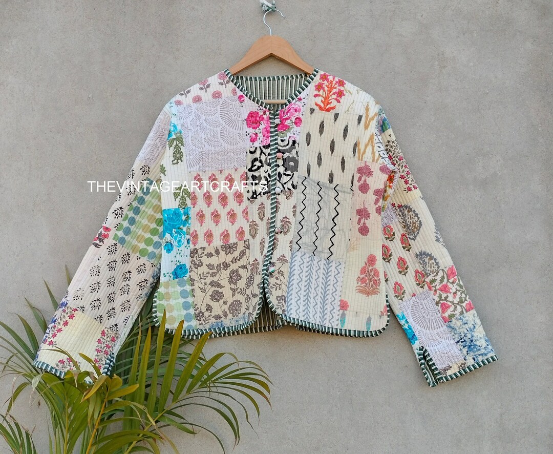 Handmade Patchwork Jacket, Hand Stitched Cotton Patchwork Jacket ...
