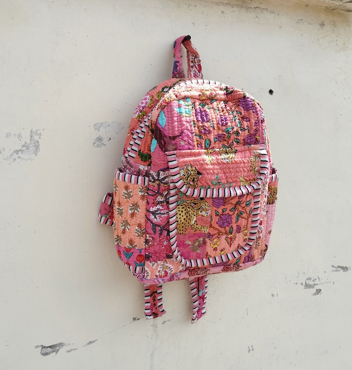 Cotton Patchwork Backpack: Bohemian Quilted Laptop Bag - Etsy