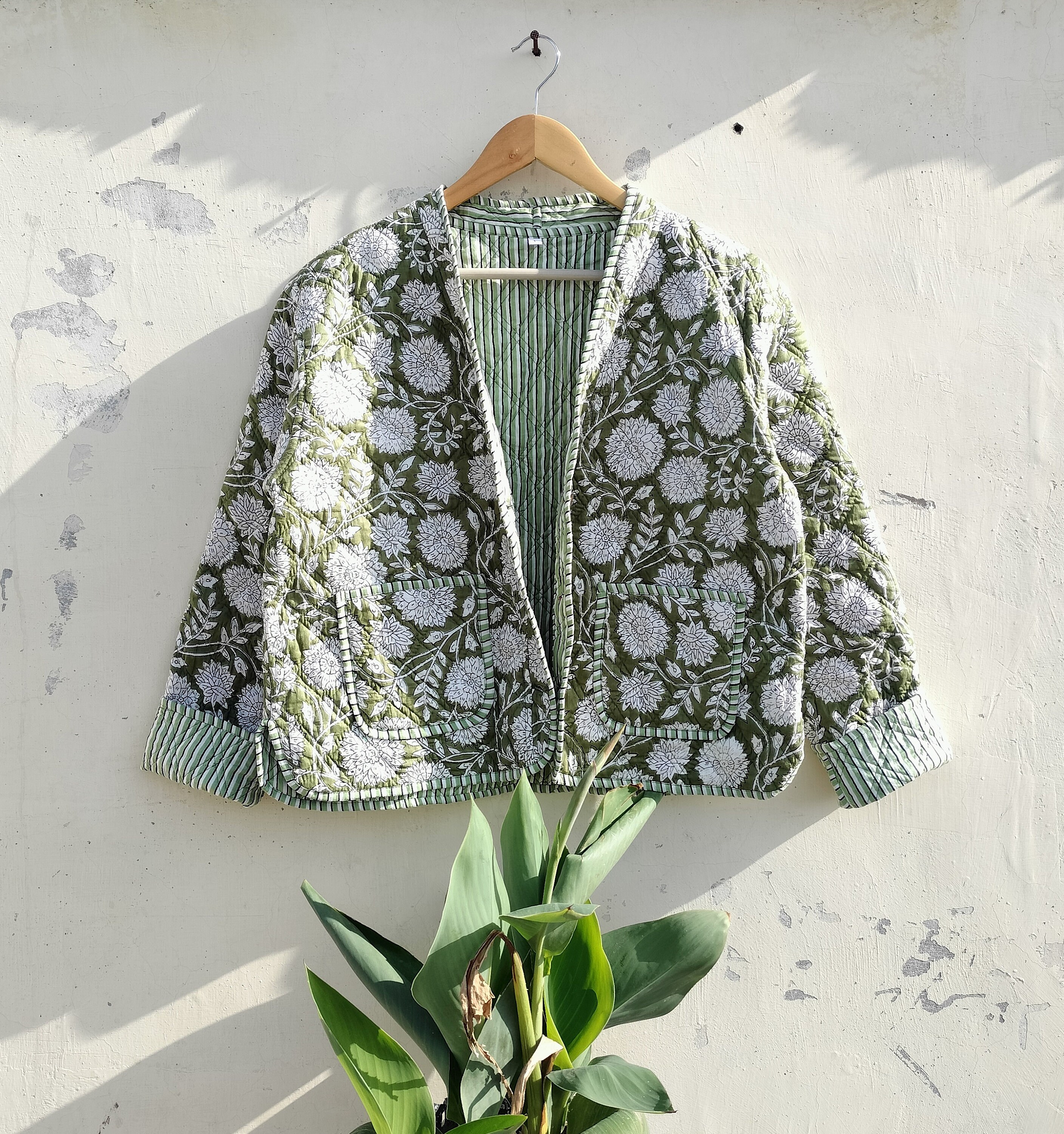 Reversible Block Print Cotton Quilted Jacket: Boho Indigo Coat - Etsy