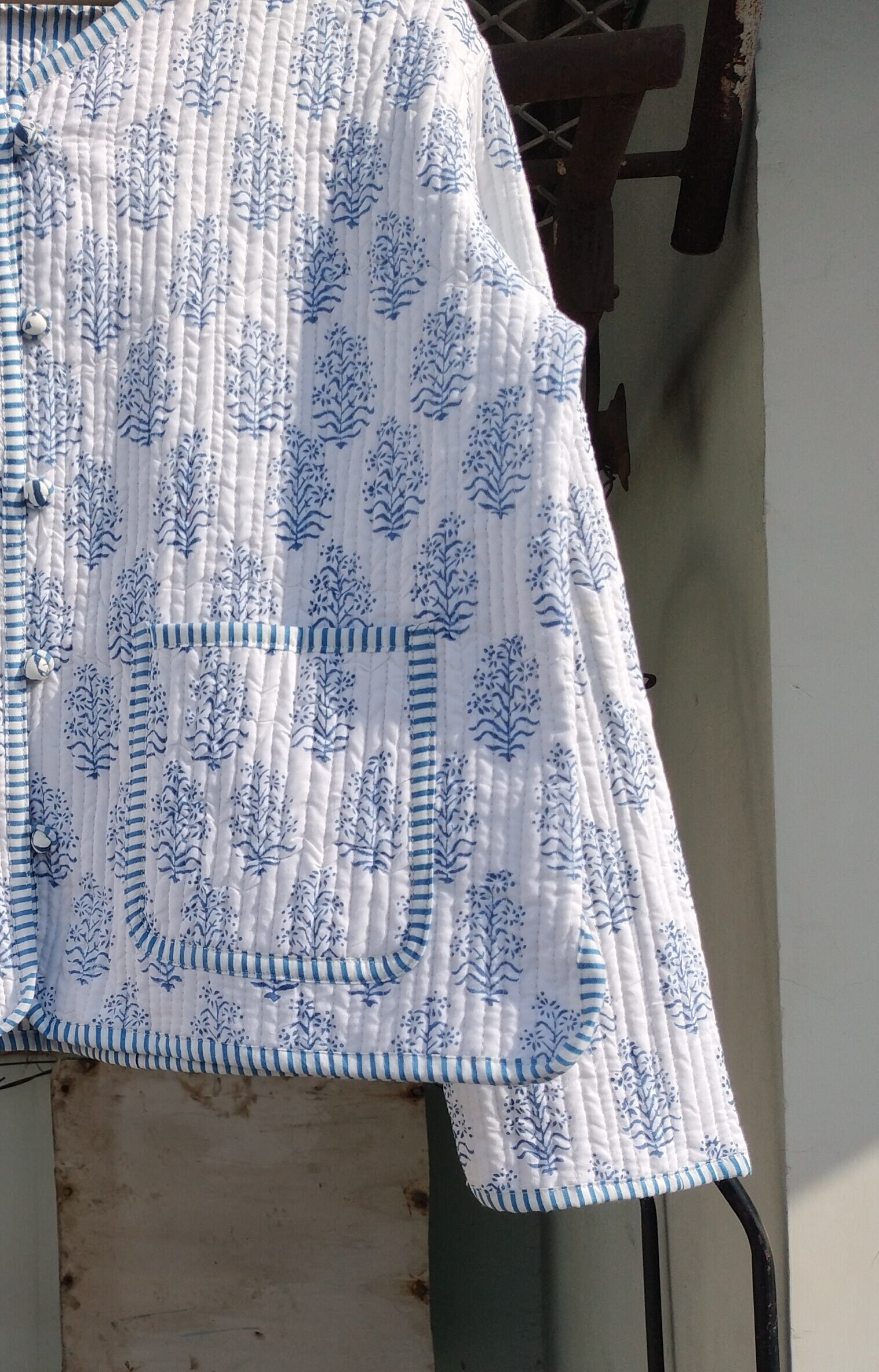 Hand Block Print Quilted Cotton Jacket: Indian Floral Coat - Etsy