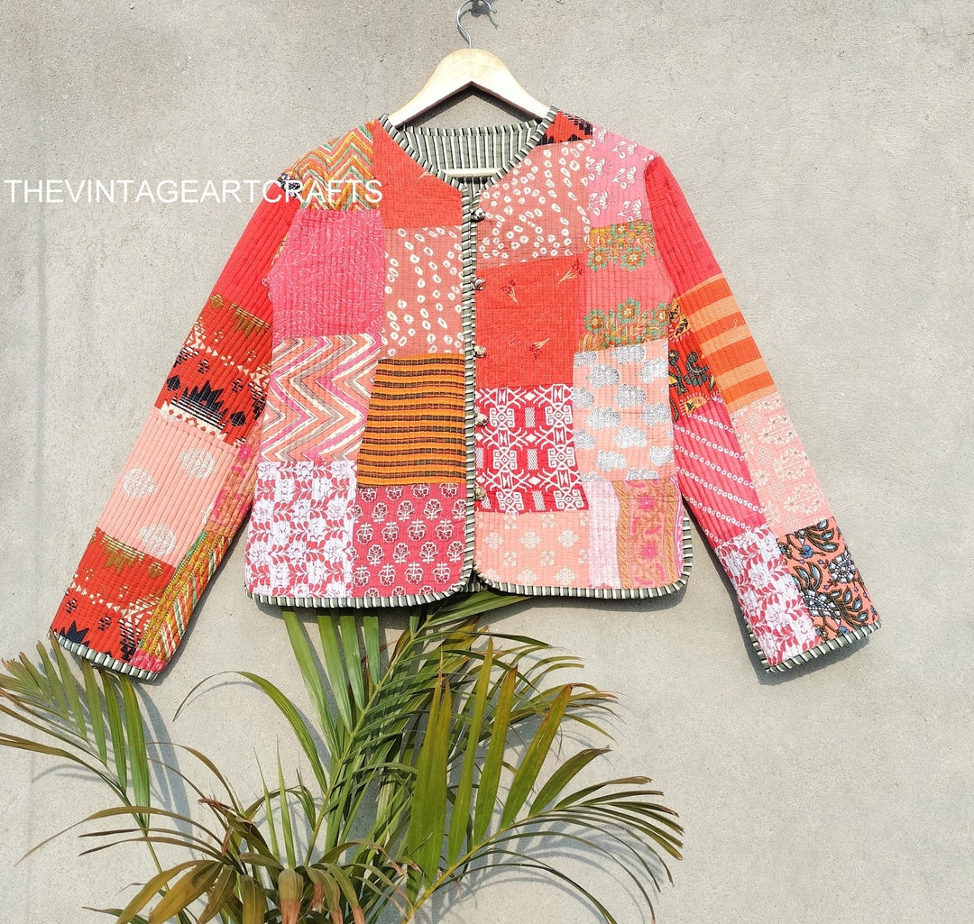 Multi Color Handmade Patchwork Jackets, Indian Cotton Handmade Winter ...