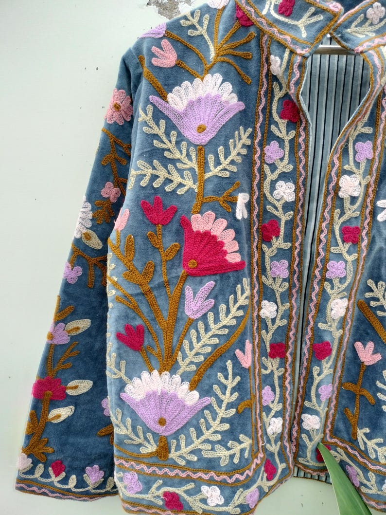 Handmade Suzani Velvet Embroidery Jacket: Reversible Indian Coat - Etsy UK