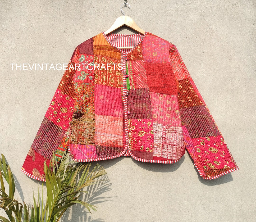 Patchwork Jacket, Silk Sari Jacket. Quilted Jacket, Winter Jacket ...