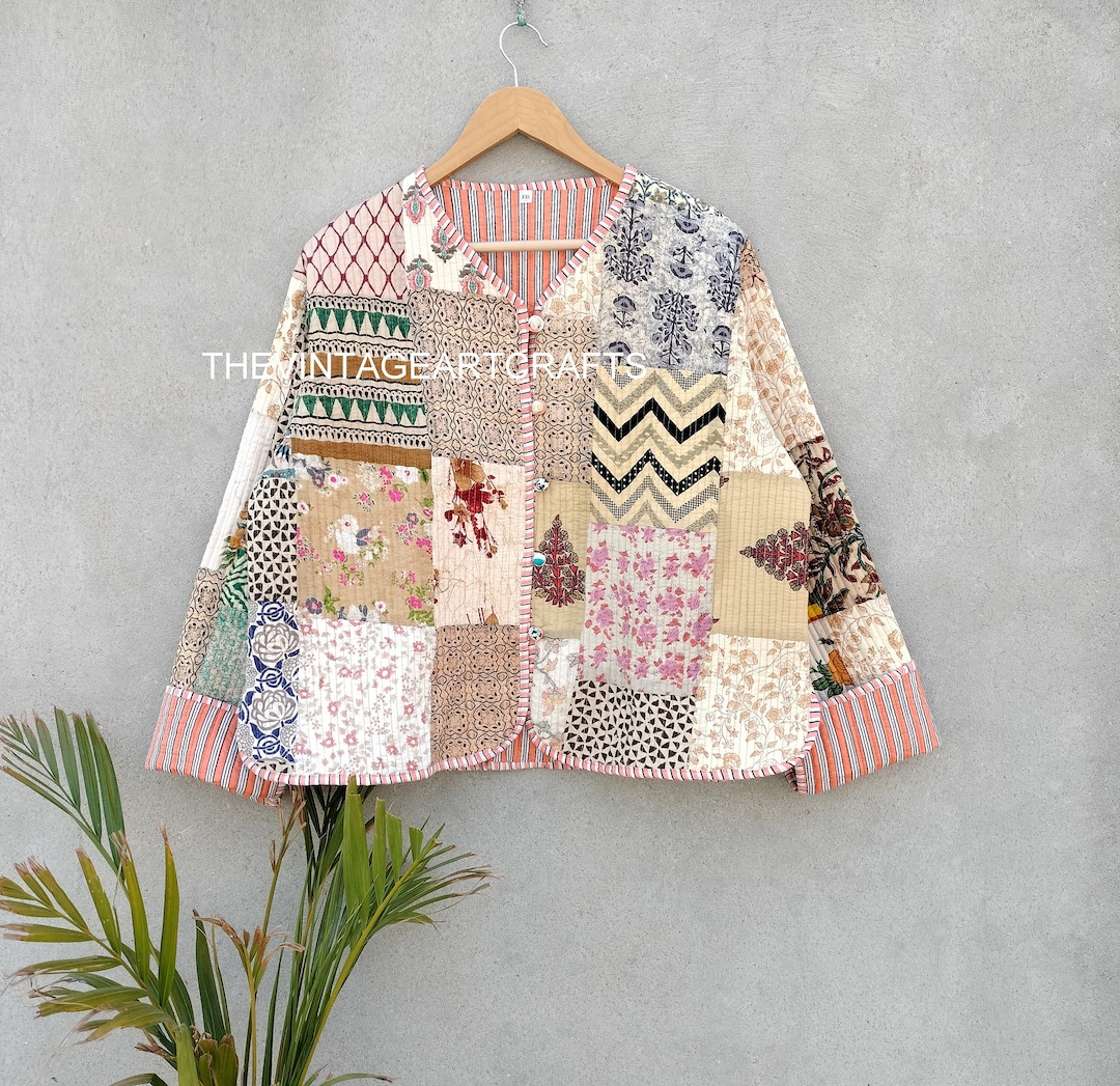 Multi Color Handmade Patchwork Jackets, Indian Cotton Handmade Winter ...