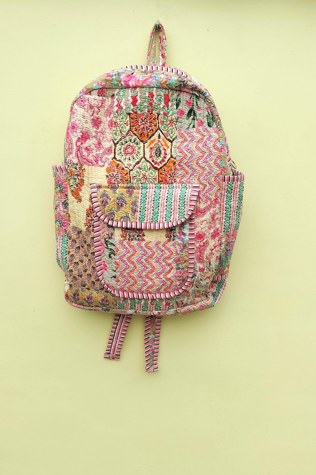 Handmade Quilted Patchwork Backpack: Cotton Travel Laptop Bag - Etsy