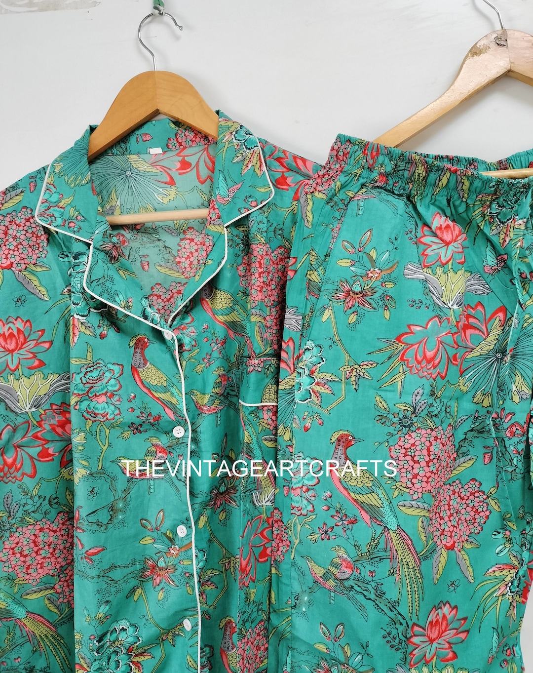 Handmade Cotton Pajama Set: Women's Floral Print Night Suit - Etsy