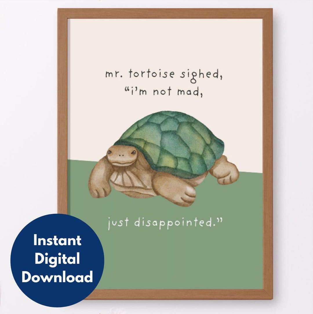 Disappointed Tortoise Artwork | DIGITAL DOWNLOAD | Funny Turtle Art ...