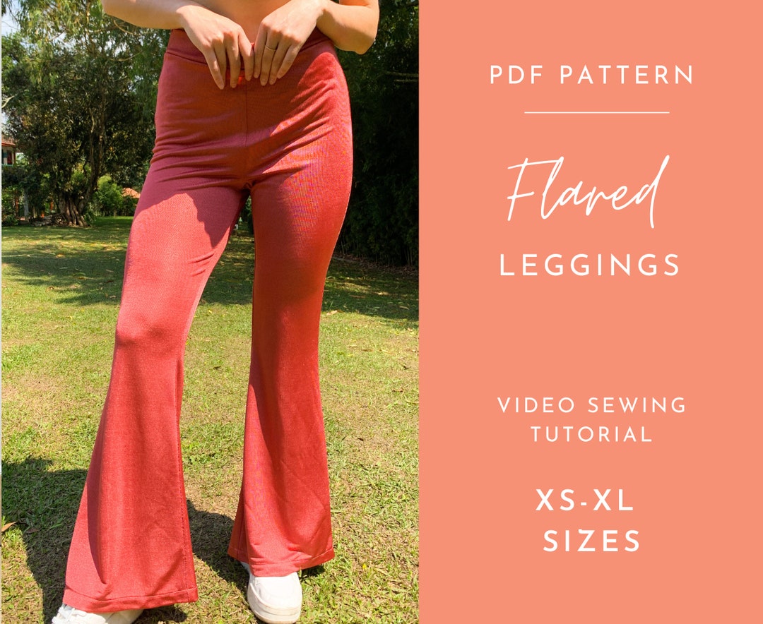 PDF Sewing Pattern High - Waist Flared Leggings / DIY Flared Leggings ...