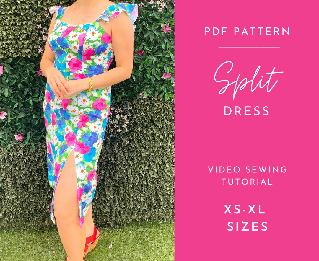 Split Dress PDF Sewing Pattern for Women/ DIY Dress / Digital Pattern ...