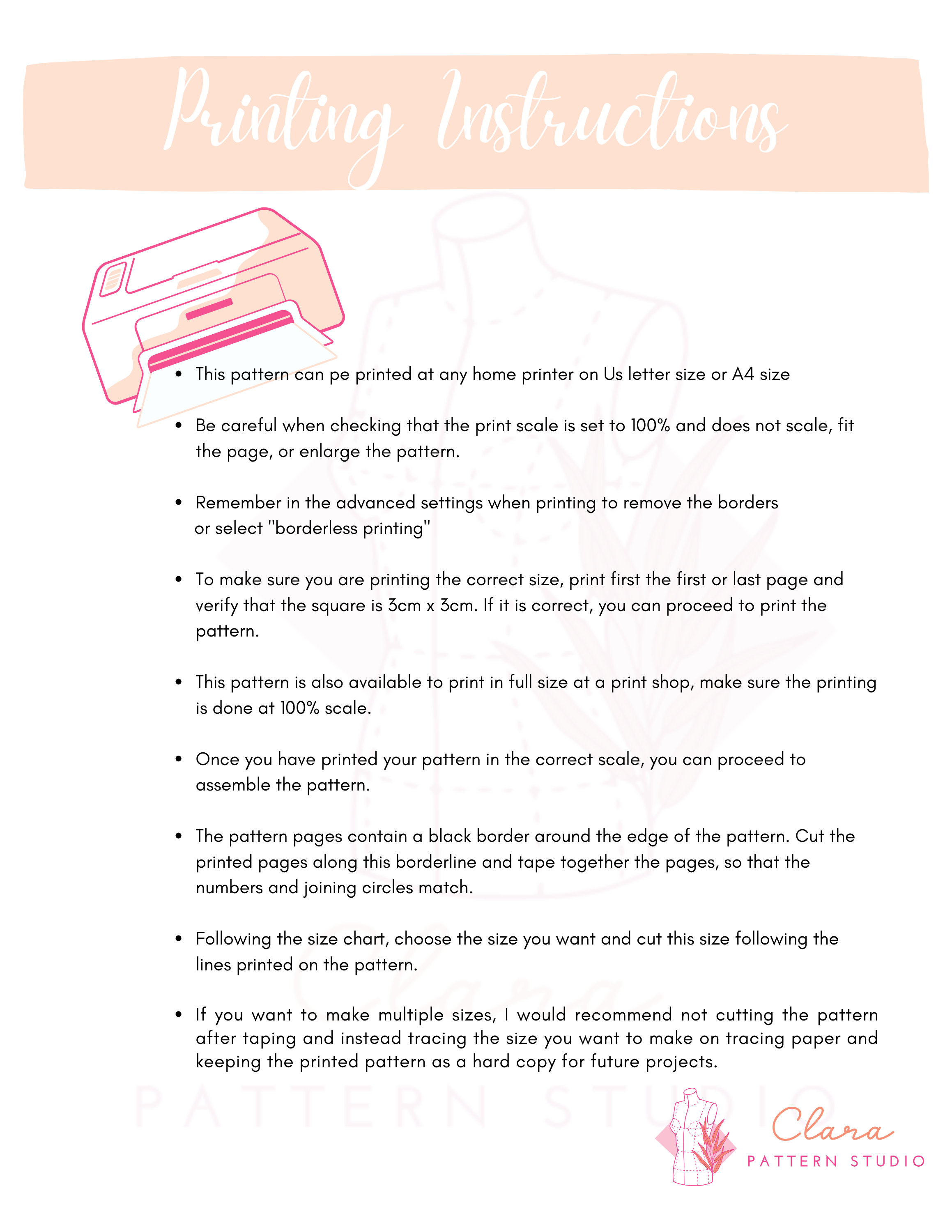 CUSTOM SIZE PATTERN / Pdf Printable Sewing Pattern : I'll Make Any ...