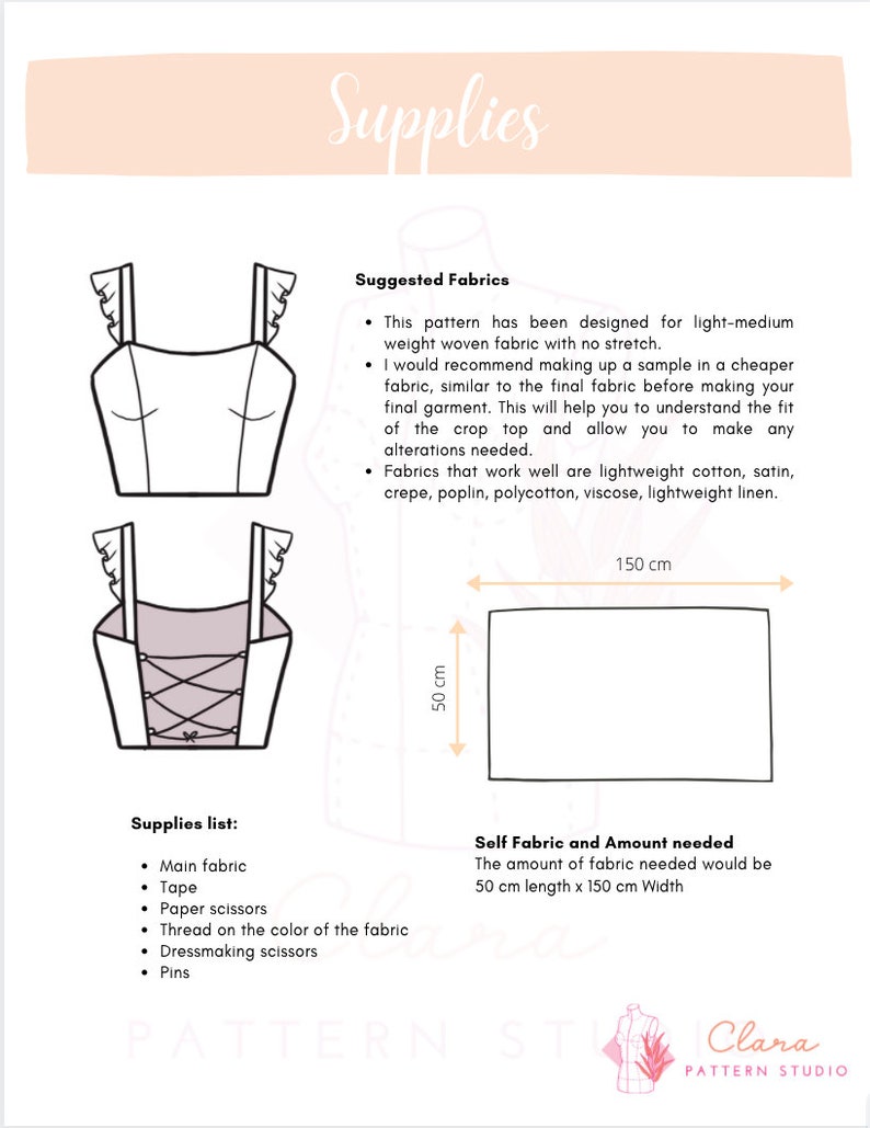 Crop Top Sewing Pattern for Women/ DIY Top / Digital Pattern / - Etsy