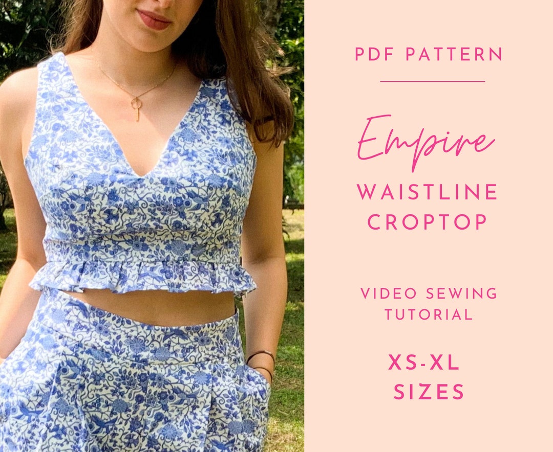 Margaret Crop Top Sewing Pattern: Empire Waistline, Ruffle Peplum (PDF ...