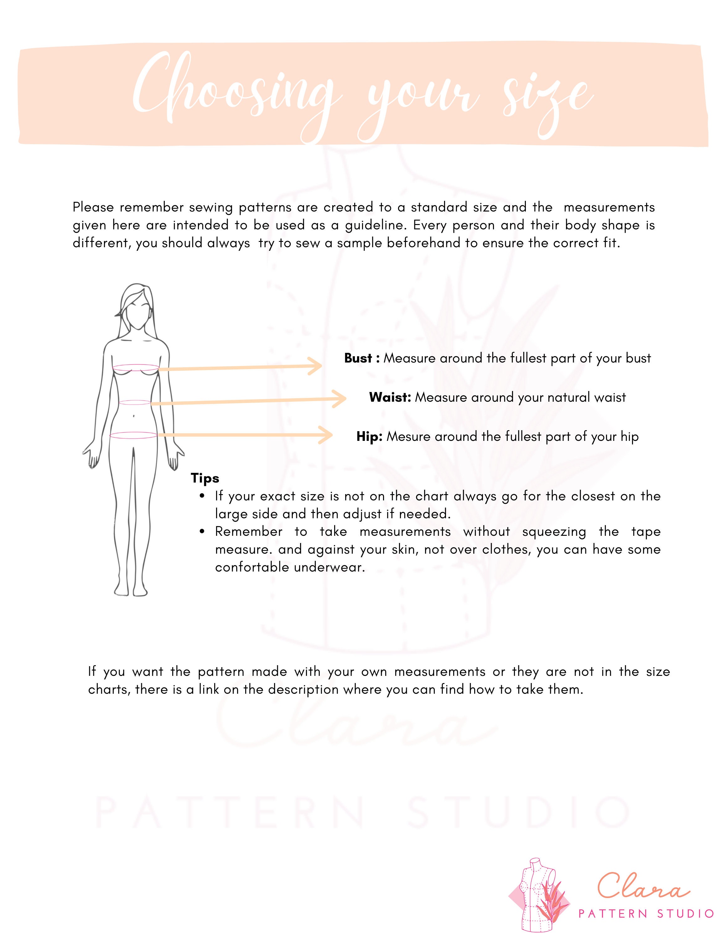 CUSTOM SIZE PATTERN / Pdf Printable Sewing Pattern : I'll Make Any ...