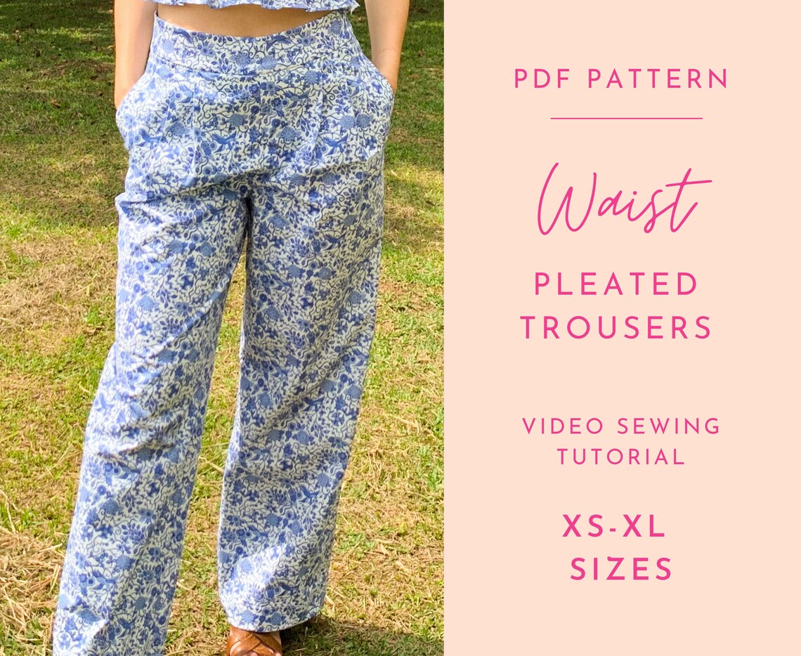 PDF Sewing Pattern High Waist Pleated Trousers for Women/ - Etsy