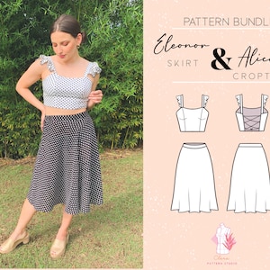 Bundle PDF Sewing Pattern Crop Top + Skirt for Women/ DIY Top / Digital ...