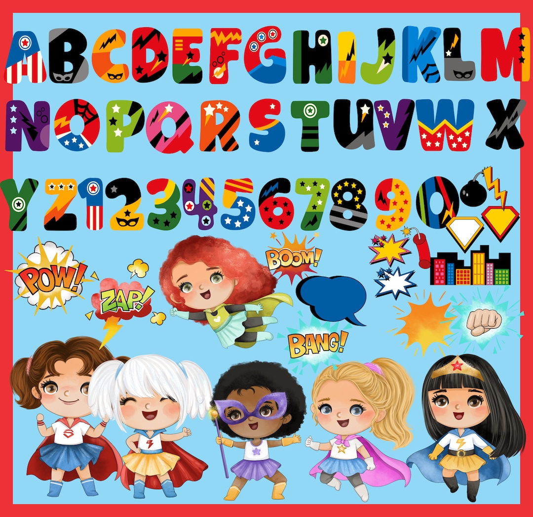 Super Hero Alphabet Letters Sublimation Font Png Bundle - Etsy