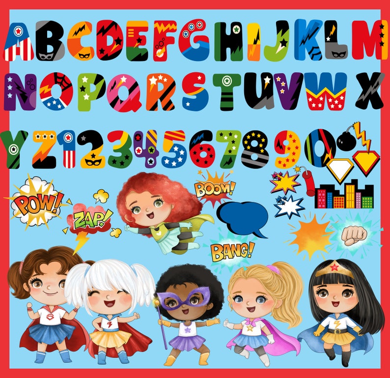 Super Hero Alphabet Letters Sublimation Font Png Bundle - Etsy